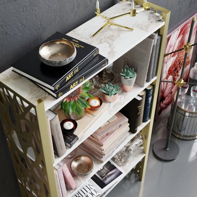 Tonga reol - Guld/hvid - 5995 DKK - Boghylder - Trendrum.dk